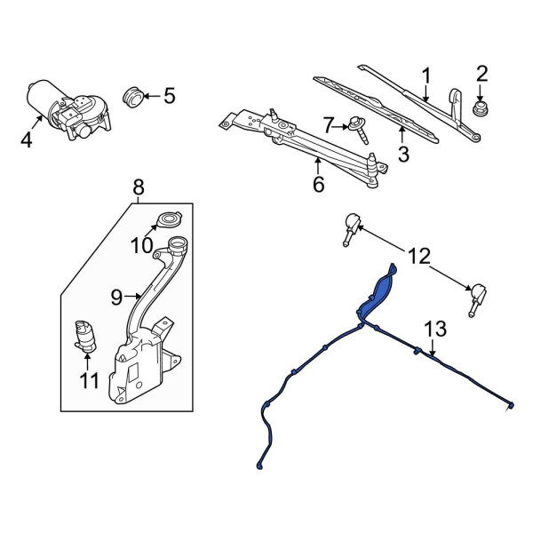 Ford OE 8S4Z17K605AA - Front Windshield Washer Hose