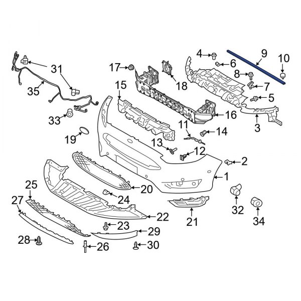 Ford OE F1EZ17232C - Bumper Cover Support Rail Seal