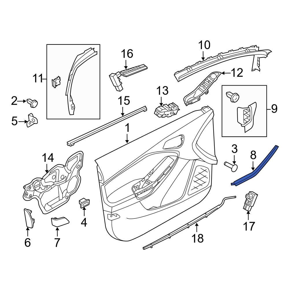 Ford OE CV6Z5424141BB Front Left Door Trim Molding