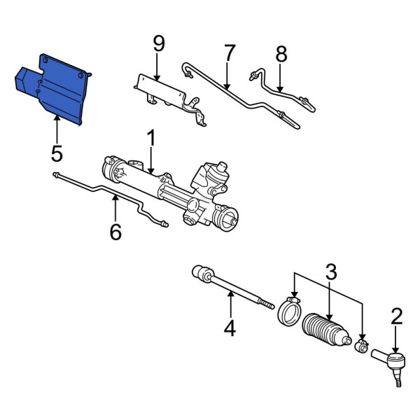 Ford OE F6DZ3F540A - Front Rack and Pinion Heat Shield