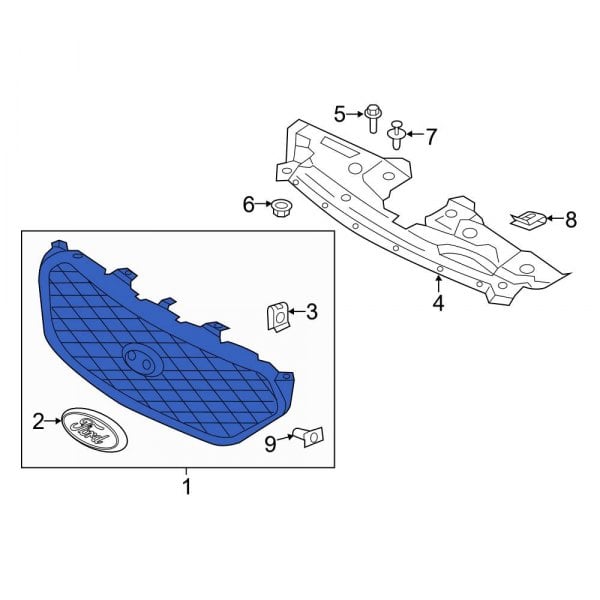 Ford OE DG1Z8200AA - Front Upper Grille