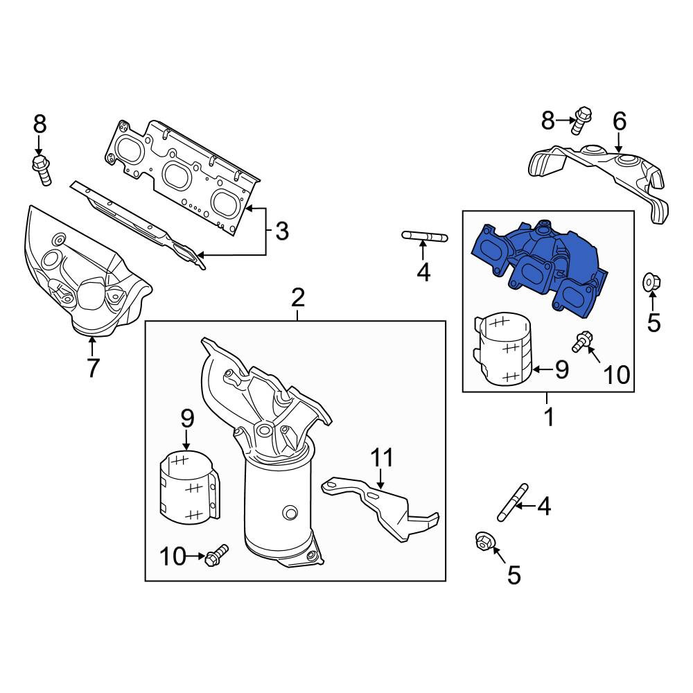 Ford OE DA8Z5G232D - Right Catalytic Converter with Integrated Exhaust ...