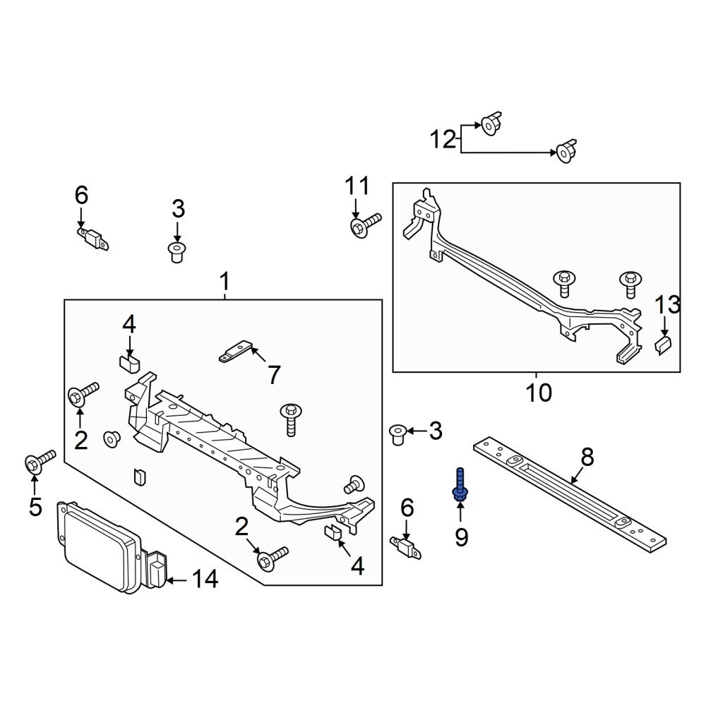 Ford OE DS7Z8A284A - Front Upper Radiator Support Tie Bar