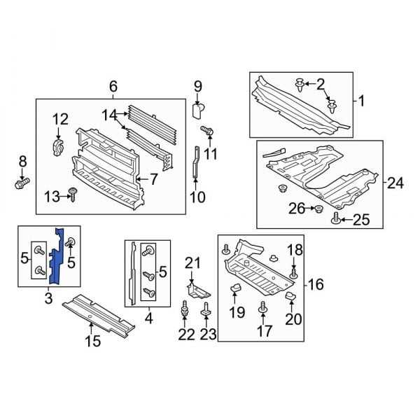 Ford OE HS7Z8310F - Front Right Radiator Support Air Deflector