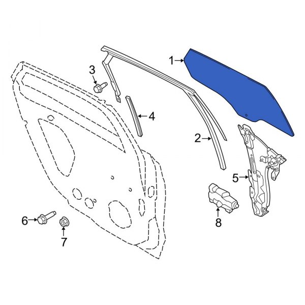Ford OE DS7Z5421411A - Front Left Door Glass