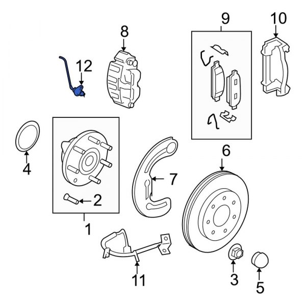 Ford OE 7L3Z2C204AA - Front Right ABS Wheel Speed Sensor