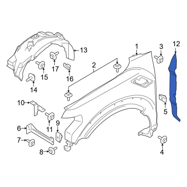 Ford OE ML3Z16E133A - Front Left Fender Insulator