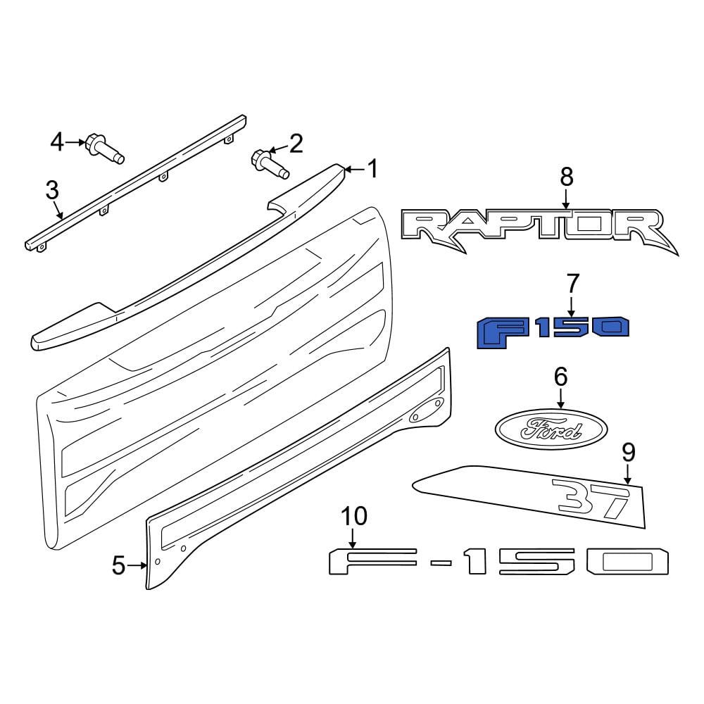 Ford OE FL3Z9942528L - Rear Tailgate Emblem