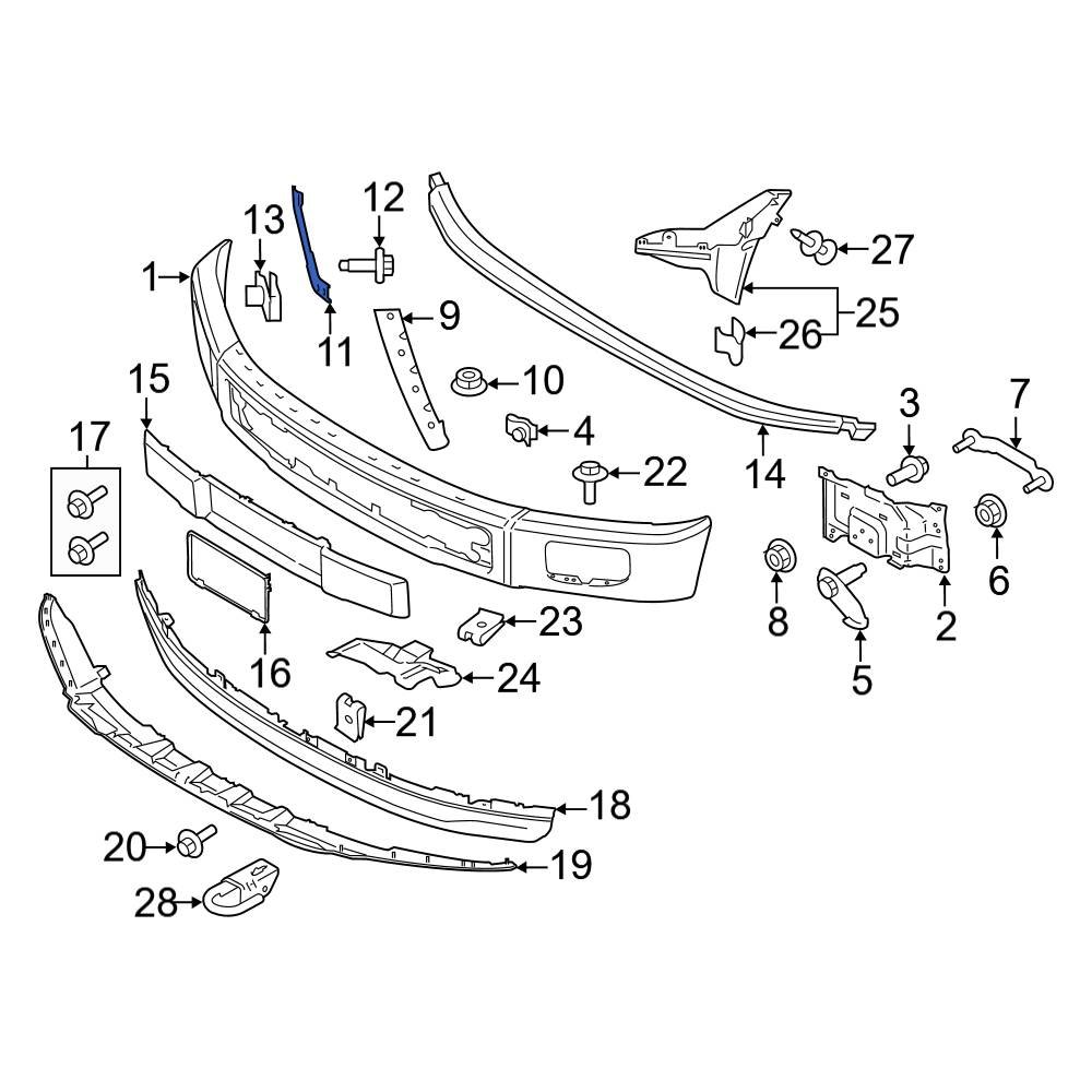 Ford OE FL3Z17754A - Front Right Upper Bumper Face Bar Bracket