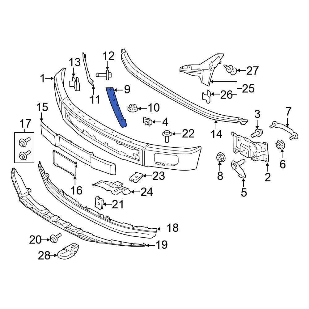 Ford OE FL3Z17755B - Front Left Bumper Face Bar Bracket