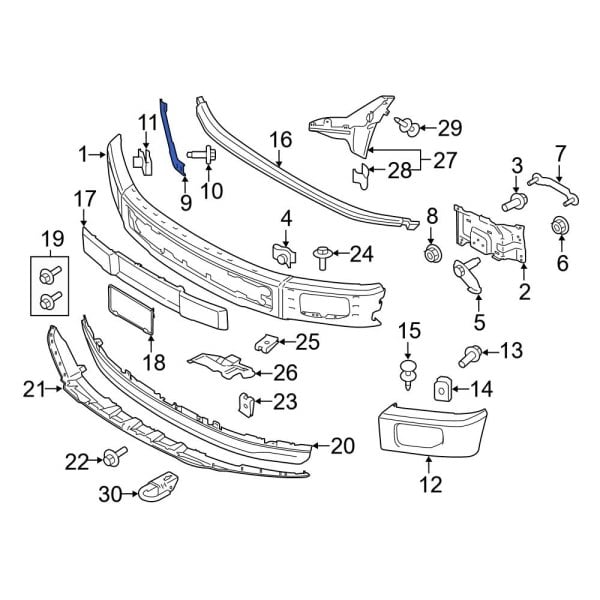 Ford OE FL3Z17754A - Front Right Upper Bumper Face Bar Bracket
