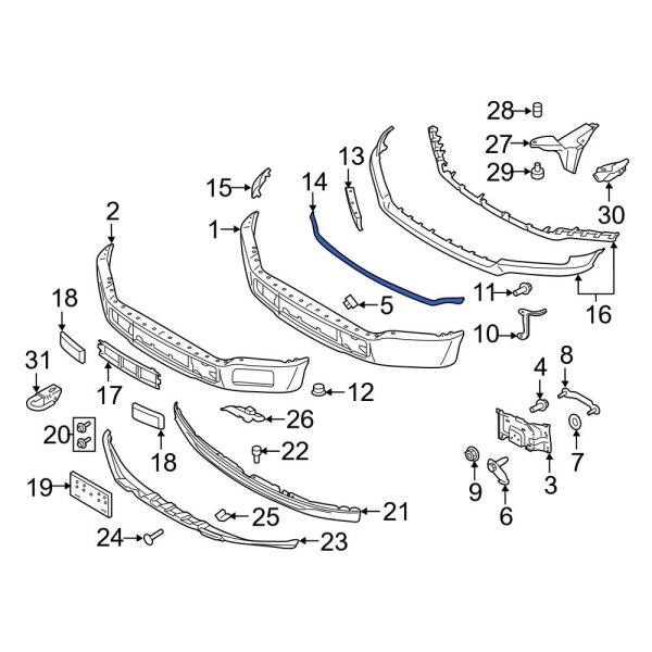 Ford OE JL3Z17626D - Front Center Bumper Trim