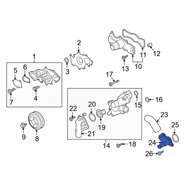 Ford OE HL3Z8592A - Engine Coolant Outlet Flange