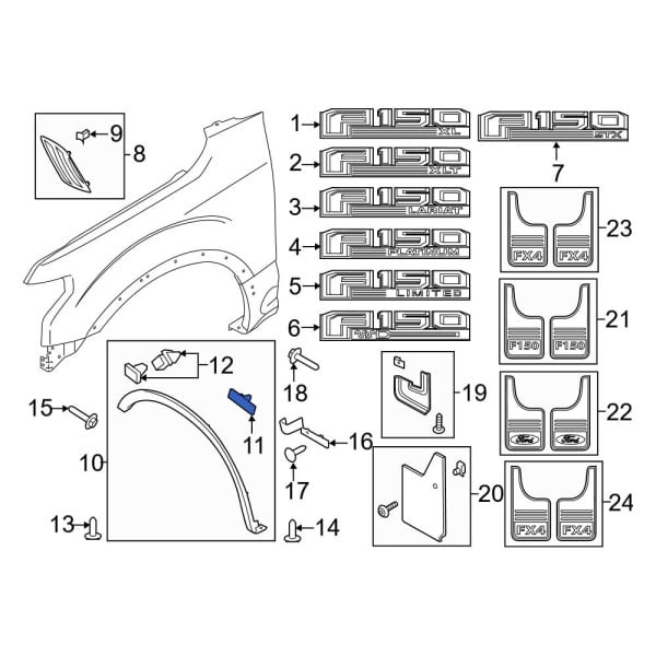 Ford OE W790383S900 - Front Wheel Arch Molding Clip