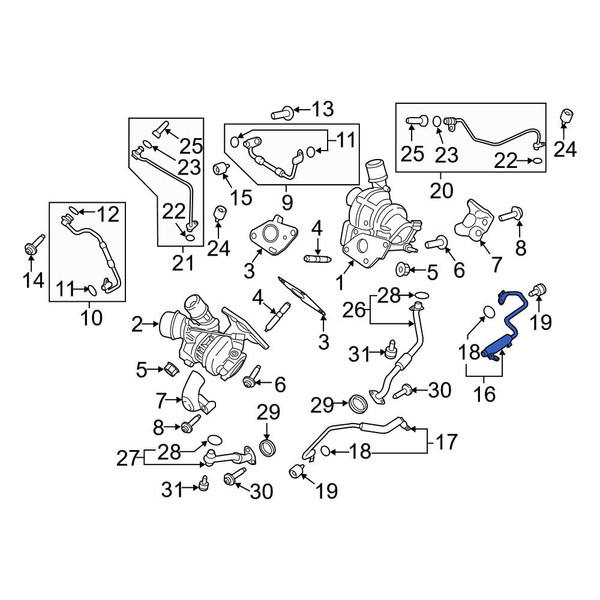 Ford OE FL3Z8A520B - Right Turbocharger Coolant Line