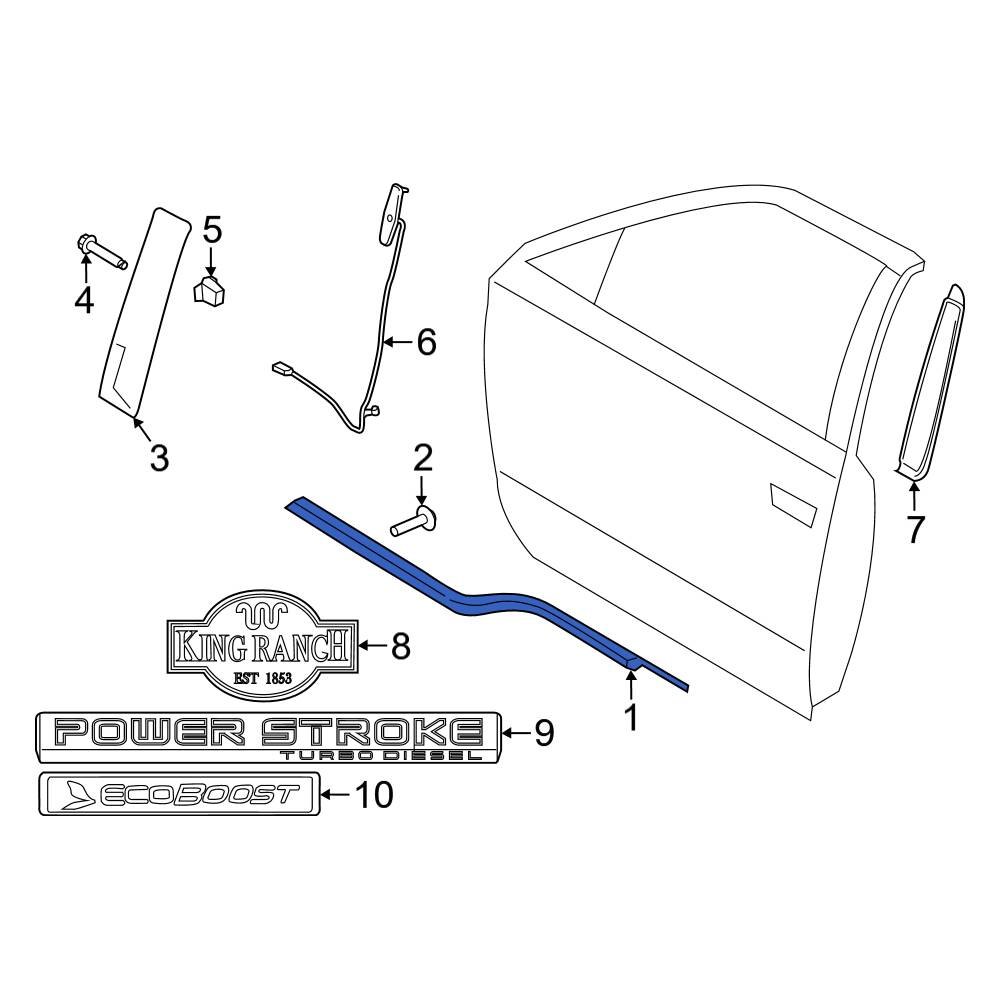 Ford OE FL3Z1521453E - Front Left Door Belt Molding