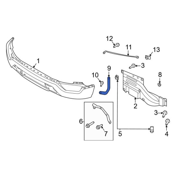 Ford OE ML3Z17754A - Front Right Lower Inner Bumper Face Bar Bracket