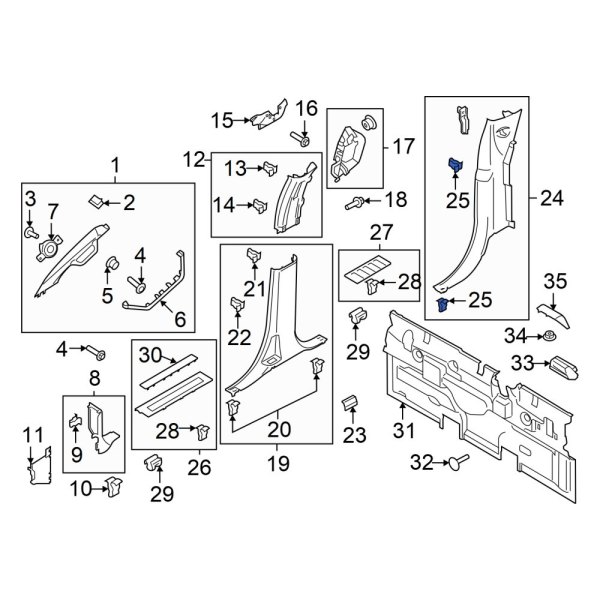 Ford OE W710338S424 - Body C-Pillar Trim Panel Clip