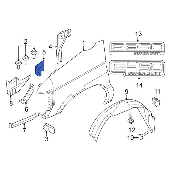 Ford OE F2UZ16C077A - Rear Left Lower Fender Bracket