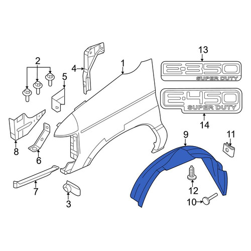 Ford OE 4C2Z16103AA - Front Left Fender Splash Shield