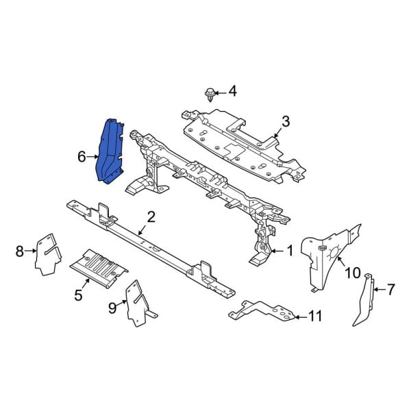 Ford OE FL1Z8310A - Front Right Upper Radiator Support Air Deflector