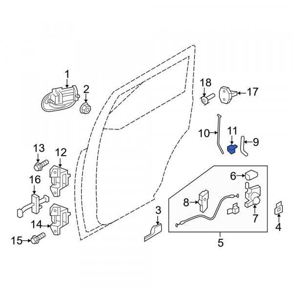 Ford OE 5L8Z7821952A - Rear Door Lock Rod Clip
