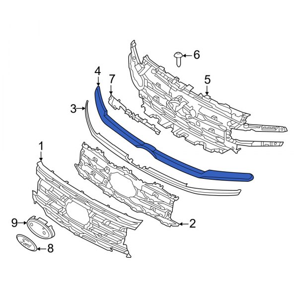Ford OE NL1Z8200AAPTM - Front Upper Grille Molding