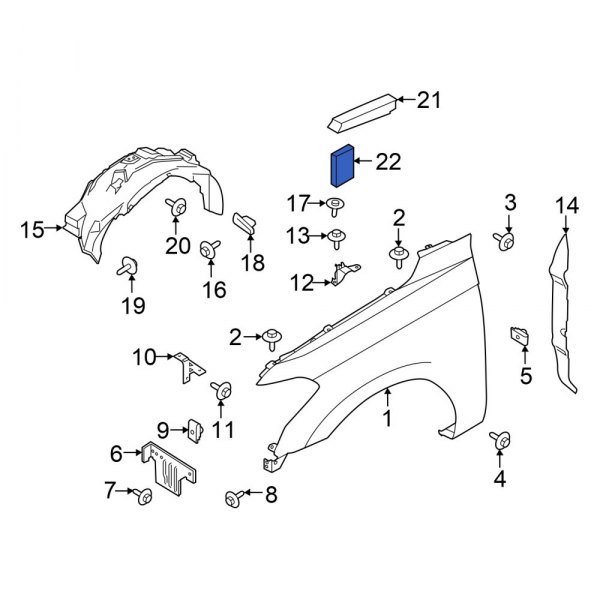 Ford OE HC3Z2532284B - Front Lower Fender Insulator