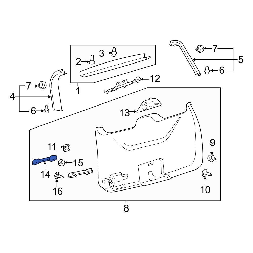 Ford OE KL1Z7846404AL Rear Inner Liftgate Pull Handle ford-oe-kl1z7846404al-rear-inner-liftgate-pull-handle
