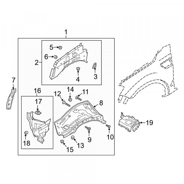 Ford OE KB3Z16C274A - Front Right Fender Apron Assembly