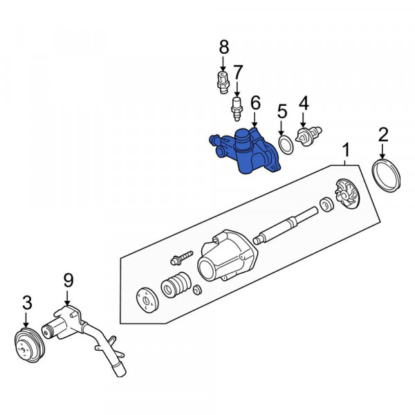 Ford OE F87Z8592A - Engine Coolant Thermostat Housing