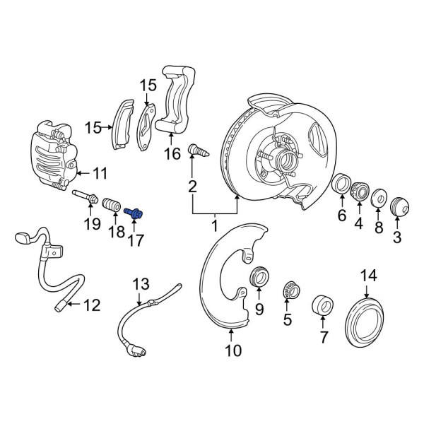 Ford OE W710701S439 - Front Disc Brake Caliper Anchor Plate Bolt