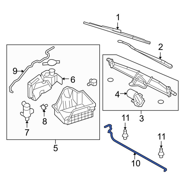 Ford OE 7C3Z17K605A - Front Windshield Washer Hose