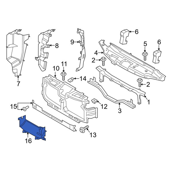 Ford OE PC3Z8310B - Front Right Outer Radiator Support Air Deflector