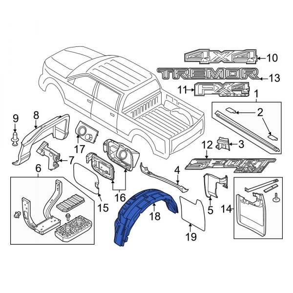 Ford OE PC3Z9927886A - Rear Quarter Panel Splash Shield