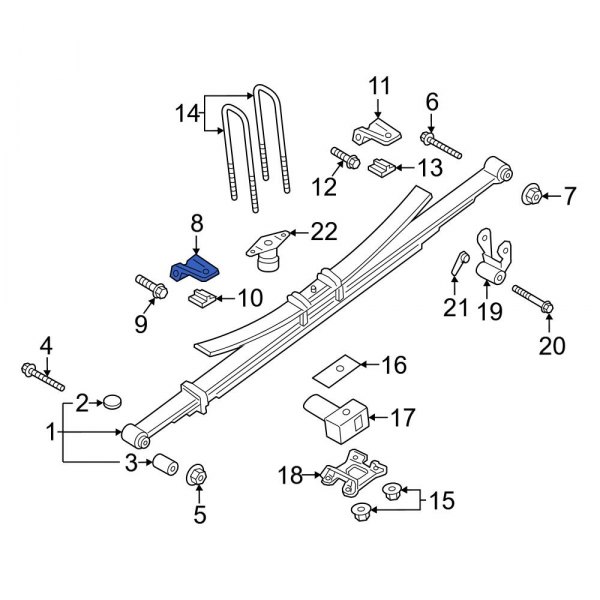 Ford OE HC3Z5700A - Front Right Leaf Spring Bumper Bracket