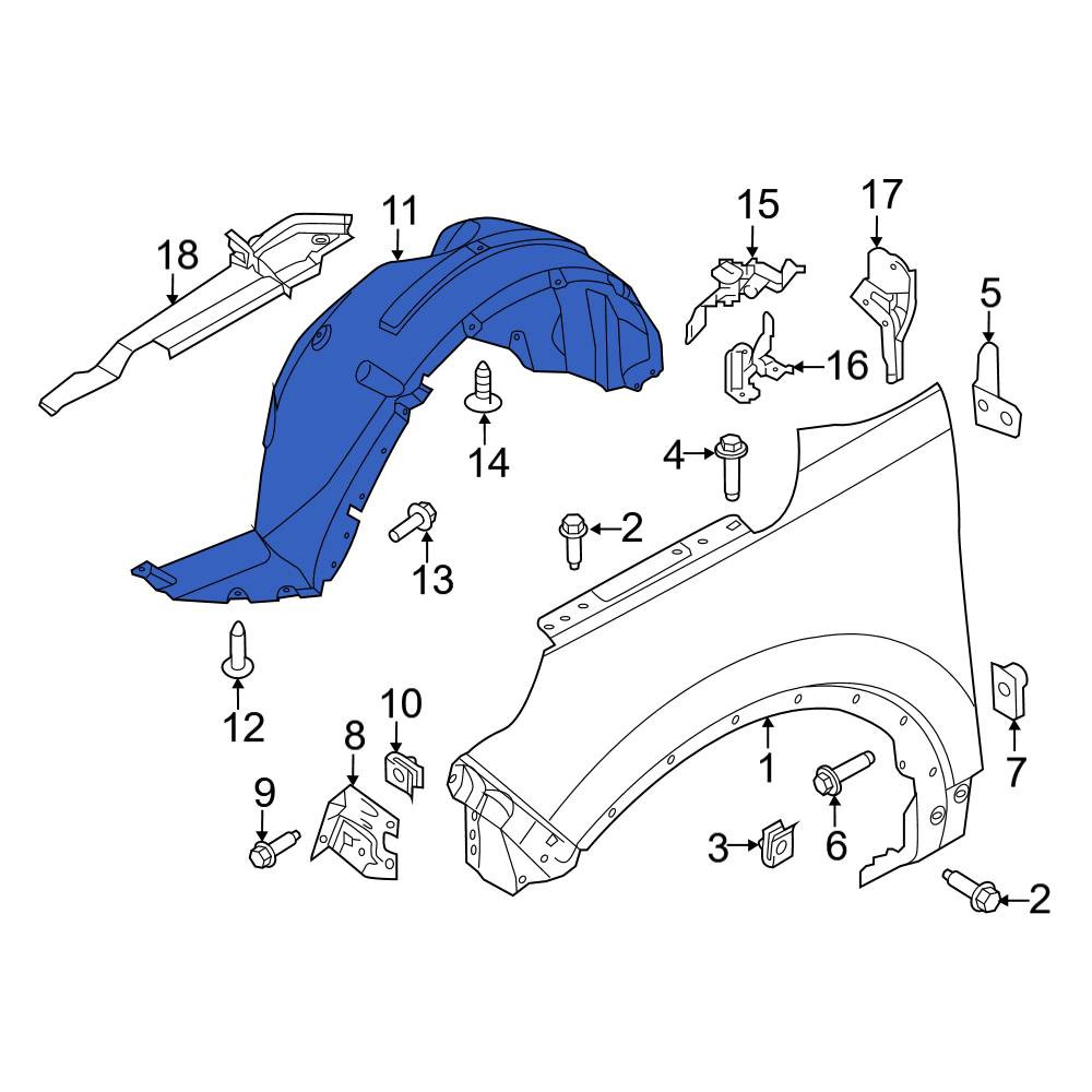 Ford OE FB5Z16103E - Front Left Fender Splash Shield