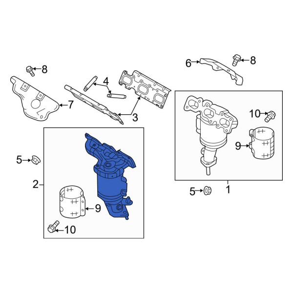 Ford OE FB5Z5G232A - Left Catalytic Converter with Integrated Exhaust ...
