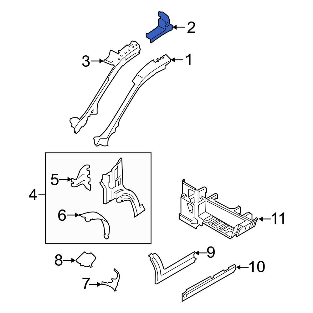 Ford OE CK4Z61025A01C Left Upper Body A Pillar Reinforcement Plate ford-oe-ck4z61025a01c-left-upper-body-a-pillar-reinforcement-plate