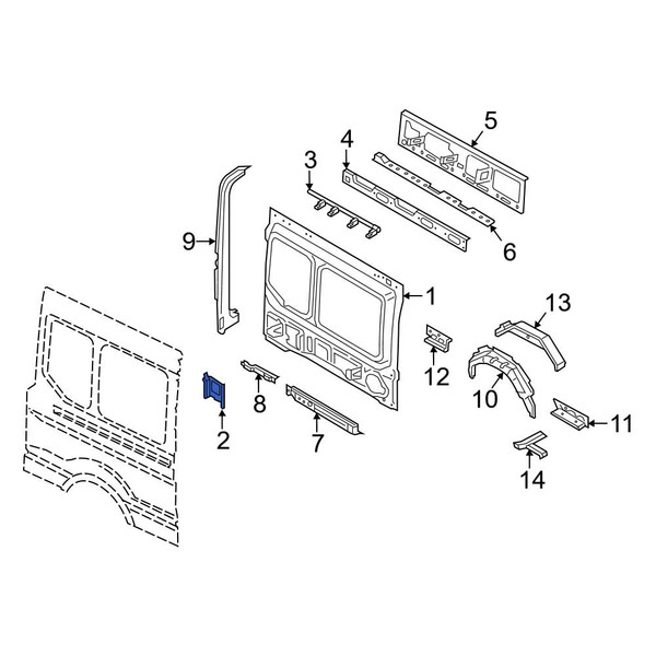 Ford OE YC1Z6127970A - Rear Right Lower Quarter Panel Reinforcement