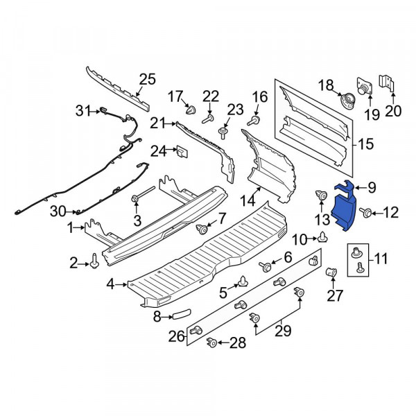 Ford OE KK4Z17F774DA - Rear Right Bumper Corner Cover