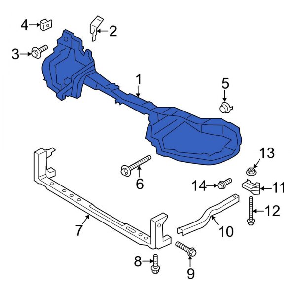 Ford OE CJ5Z8A284A - Front Upper Radiator Support Tie Bar