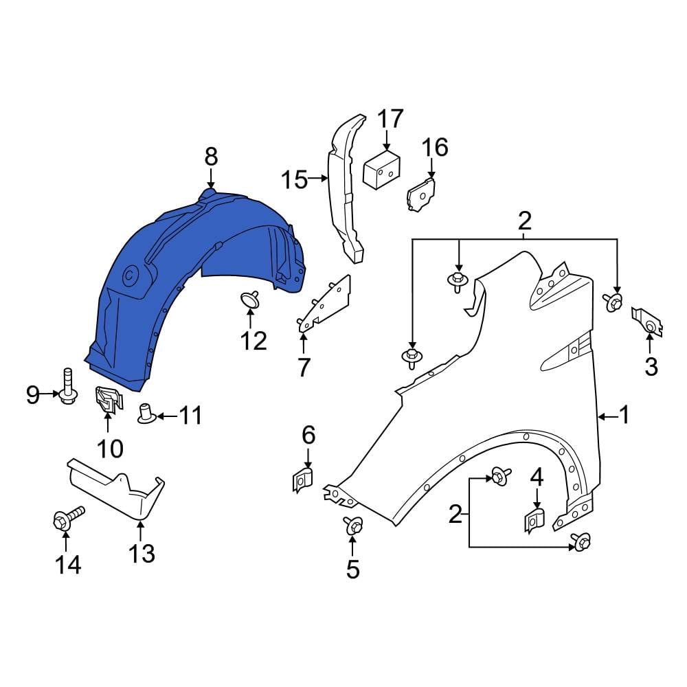 Ford OE CJ5Z16103B - Front Left Fender Splash Shield