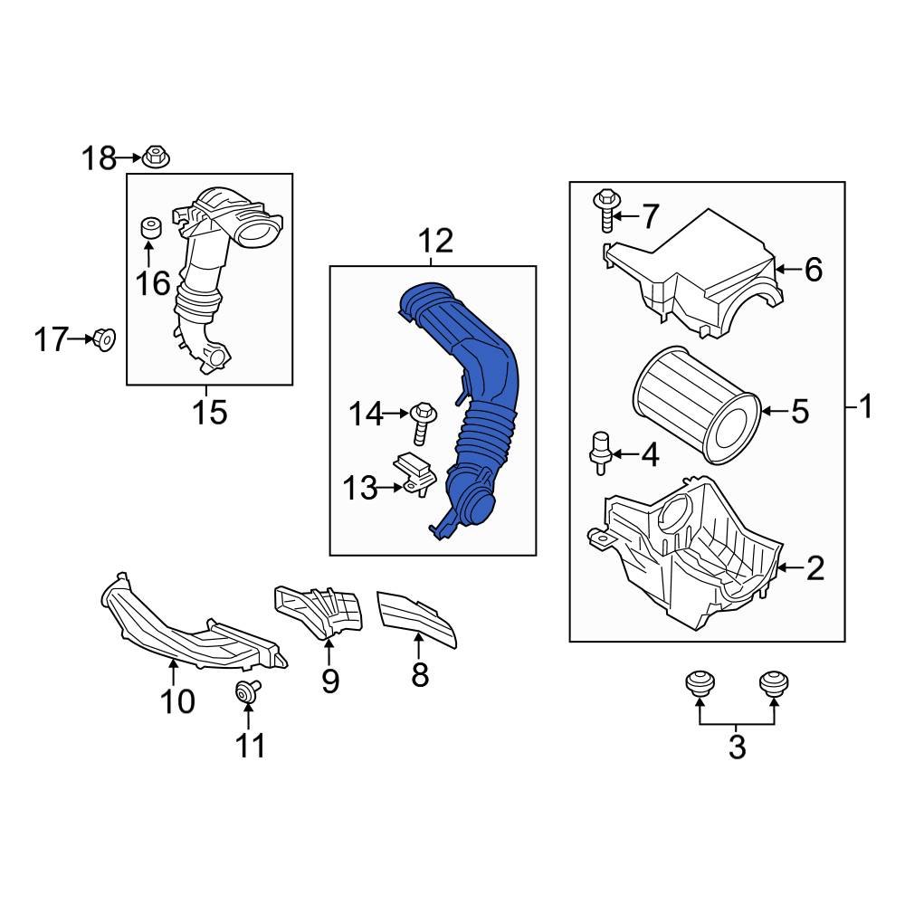 Ford OE CV6Z9B659H - Center Engine Air Intake Hose