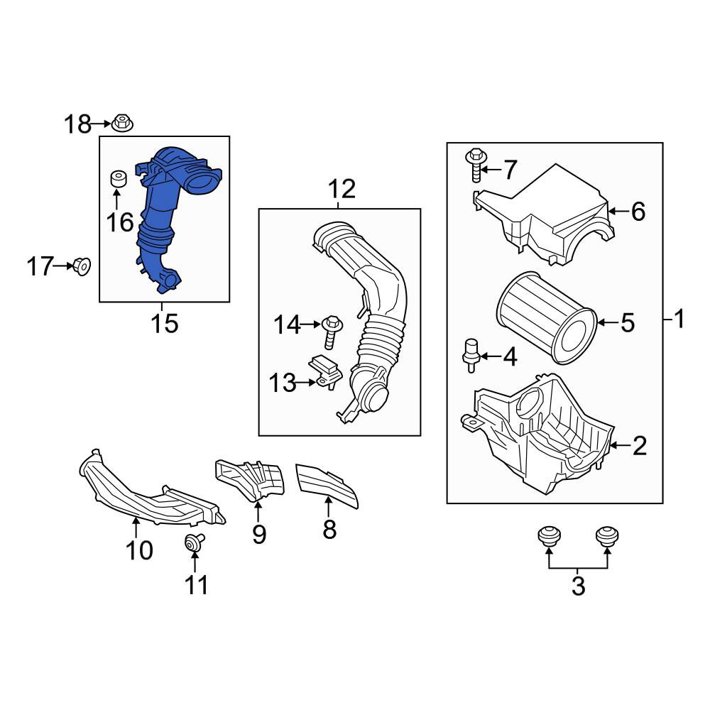 Ford OE CV6Z9C623C - Rear Engine Air Intake Hose