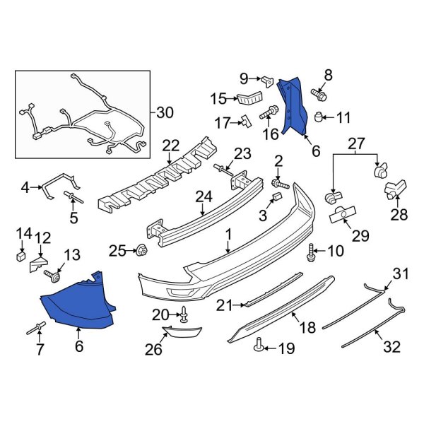Ford OE CJ5Z17811APTM - Rear Left Bumper Extension