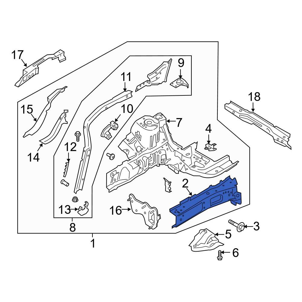 Ford OE LX6Z7810525A Front Left Frame Side Member ford-oe-lx6z7810525a-front-left-frame-side-member