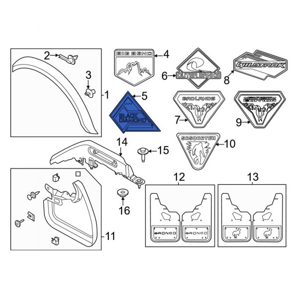 Ford OE M2DZ16720K - Front Fender Emblem