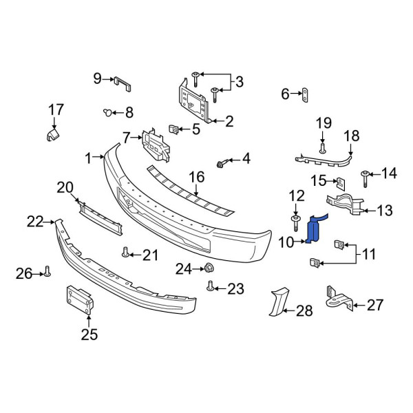 Ford OE LC3Z17754A - Front Right Outer Bumper Face Bar Bracket