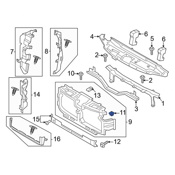 Ford OE W520802S307 - Radiator Support Panel Nut